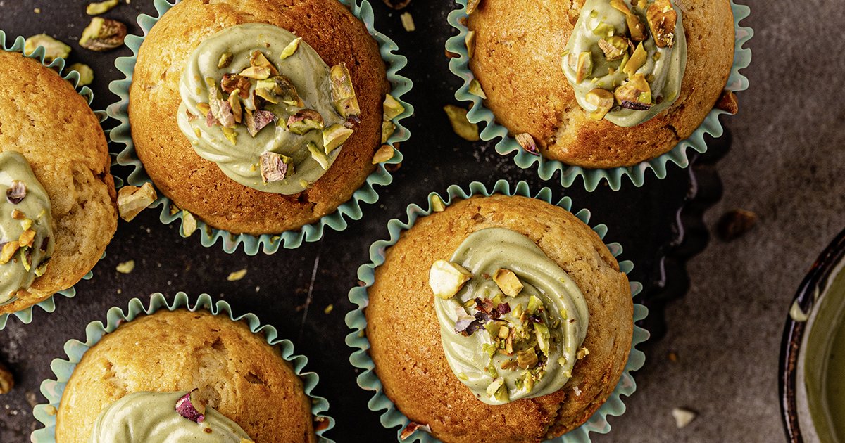 Muffinki z kremem pistacjowym | Przepis | Kikkoman